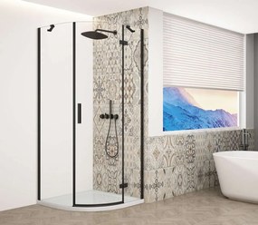 Gelco Trinity - Sprchový kout čtvrtkruhový 90x90 cm, pravé, čiré sklo/černá GT6590CR-B
