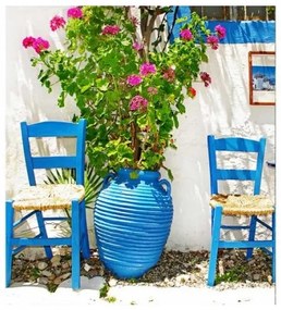 DIMEX | Vliesová fototapeta na zeď Tradiční Řecko MS-3-0087 | 225 x 250 cm | modrá, bílá, zelená, růžová