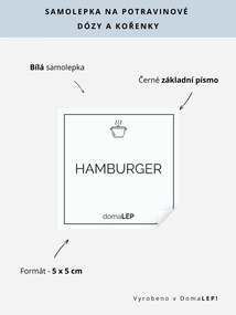 Samolepka na kořenky HAMBURGER bílá 5 × 5 cm základní písmo