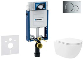 Geberit Kombifix - Set předstěnové instalace, klozetu Oudee Vortex a sedátka softclose, tlačítko Sigma01, lesklý chrom SANI15CA1134