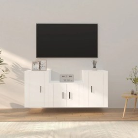 3dílný set TV skříněk bílý kompozitní dřevo