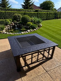 IQ Garden Čtvercové kryté ohniště PIT-008 80 cm s odkládací plochou IGNIRA 327232