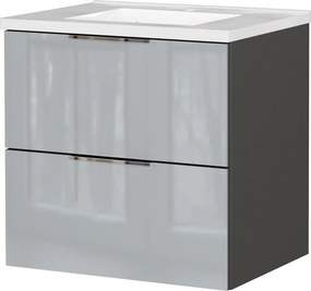 Šedá lesklá závěsná skříňka pod umyvadlo 61x61 cm Celano – Germania