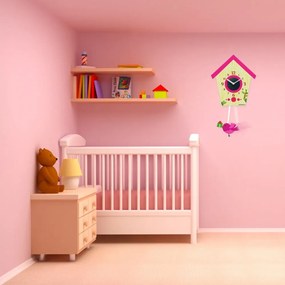Tiché nástěnné hodiny do dětského pokoje růžové barvy