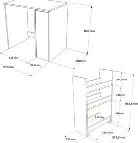 Skříňka na pračku s úložným prostorem 88,3x93,5 cm bílá/ořech