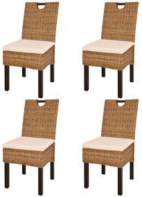 Jídelní židle 4 ks ratan kubu a mangovníkové dřevo,  274362