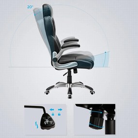 Ergonomická otočná židle, kancelářská židle se skládacími rameny, černá