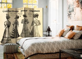 Pokojová zástěna Confections pour Dames II - siluety a francouzské nápisy v retro stylu