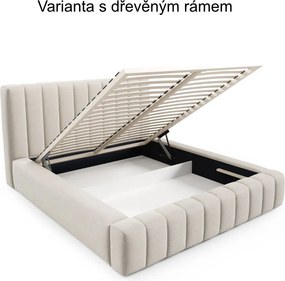 Čalouněná postel FRODIONE+, 120x200 cm, s úložným prostorem a roštem Úložný prostor: S kovovým rámem úložného prostoru, Barva látky Wind: Černá (Wind 99)