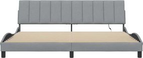 Rám postele bez matrace Hanko světle šedý 200 x 200 cm textil 3310482