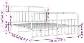 Kovový rám postele s hlavovým a nožním čelem černý 180 x 200 cm,  352600