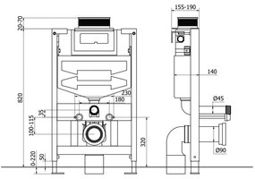 Mexen Fenix ​​Air XS-F, snížený podomítkový modul s pneumatickým splachováním shora pro závěsné WC h82 w50 cm, 6A850