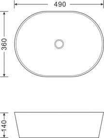 Aqualine keramické umyvadlo na desku 49 x 36 cm bílá CA490