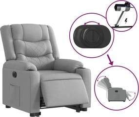 Elektrické zvedací polohovací křeslo světle šedé textil 3206579