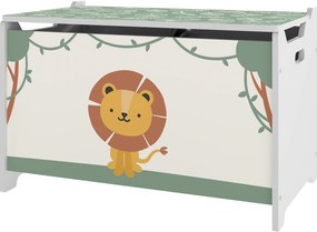 AIYAPLAY box na hračky 53L dětská truhla na hračky se sklopným víkem a plynovou pružinou pro hernu zelená