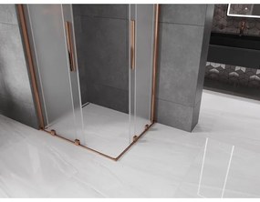 Mexen Velar Duo, sprchový kout s posuvnými dveřmi 100 x 90 cm, 8mm sklo námraza, růžové zlato, 871-100-090-32-60