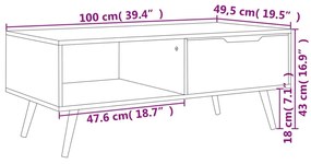 Konferenční stolek černý vysoký lesk 100x49,5x43cm dřevotříska - Default Title