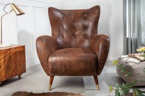 Designové křeslo Danail antik hnědé