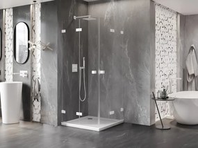 Mexen Lunar-F Duo, skládací sprchový kout 75 x 75 cm, 8mm čiré sklo, bílý profil, 836-075L-075P-20-00