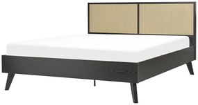 Ratanová postel 160 x 200 cm černá MONPAZIER Beliani