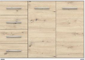IDZ Komoda FRIDA 2D4S 01, 135 cm Dub Artisan / Bílá