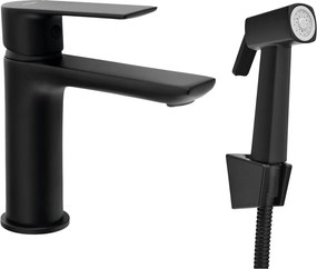 Aqualine Aqualine, Umyvadlová stojánková baterie s bidetovou sprškou, černá, SK401B
