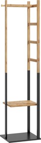 HOMCOM Bambusový stojan na oblečení, dřevěný šatník se tyčí, policemi, háčky, 4 bočními tyčemi rozměry 46Š x 28,5H x 153,5V cm | Aosom