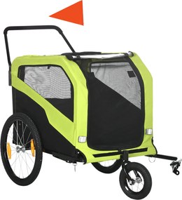 PawHut 2-v-1 Psí Vozík, Kolo Vozík pro Psy, Psí Ostrůvek s Reflexními Prvky, Psí Kočárek do 30 kg, Psí Kolo Vozík pro Velké Psy, Oxfordská Tkanina, Ze