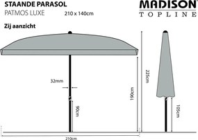 Madison Slunečník Patmos Luxe obdélníkový 210x140 cm šalvějově [423698] Barva: Šedá