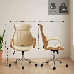 Kancelářská židle Melilla umělá kůže – přírodní/krémová