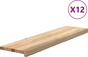 Nášlapy na schody 12 ks neošetřené 100x30x2 cm masivní dub 3282926