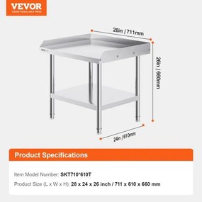 Pracovní stůl z nerezové oceli 61 × 71,1 cm Komerční restaurace na přípravu jídla