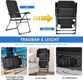 Costway Sada 2 zahradních židlí skládací židle s opěradlem nastavitelným v 7