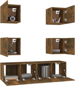 6dílný set TV skříněk kouřový dub kompozitní dřevo 3120239