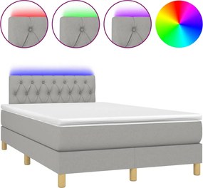 Box spring postel s matrací a LED světle šedá 120x190 cm textil 3270109
