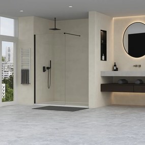 Erga Paris, sprchová zástěna Walk-In 60x200 cm, 8mm čiré sklo, černý profil, ERG-V02-PARIS-060x200-CL-BK