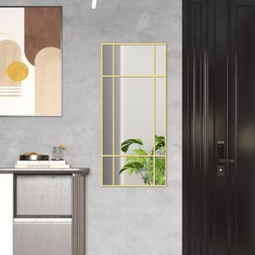 Zrcadlo HOMCOM 110 x 50 cm Dekorativní zrcadlo s kovovým rámem, obdélníkové zrcadlo do ložnice, koupelny