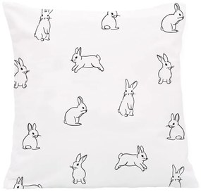 Eulenschnitt Lněný povlak na polštář Rabbit 40 x 40 cm, černá barva, bílá barva, textil