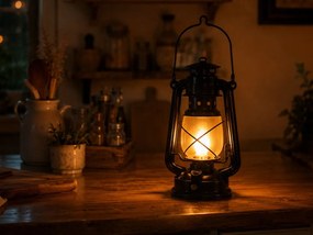 Verk Group Retro led lampion pro turisty a kempování, dekorativní, s usb nabíjením a efektem plamenů