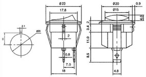 Vypínač kolébkový vestavný kulatý MRS-101-9C3-W/W bílá