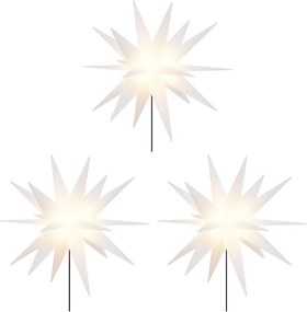 Svítící vánoční hvězdy s hroty 3 ks LED skládací bílé 57 cm 3190445