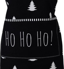 Černá bavlněná zástěra se stromky Black&White X-Mas - 70*85 cm