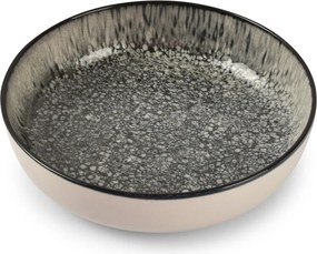 Černý/krémový hluboký talíř z kameniny ø 18,5 cm Gravel – ONA