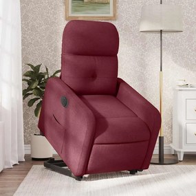 Elektrické zvedací polohovací křeslo vínové textil 3206816