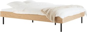 Dvoulůžková postel z dřevotřísky v dekoru dubu bez čela s roštem 140x200 cm v přírodní barvě Streiko – noo.ma