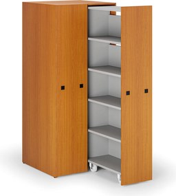 Velkokapacitní skříň s výsuvnými regály, 841 x 846 x 2000 mm, třešeň