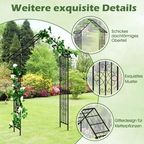 Costway Rose Arch Kovový zahradní oblouk pro popínavé rostliny Trellis – černý