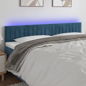 Čelo postele s LED tmavě modré 160x5x78/88 cm samet 3121908