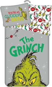 Zelené/šedé bavlněné dětské povlečení na jednolůžko 200x140 cm Grinch – Jerry Fabrics