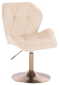 LuxuryForm DESIGN Otočná židle MILANO MAX VELUR na zlatém talíři - krémová